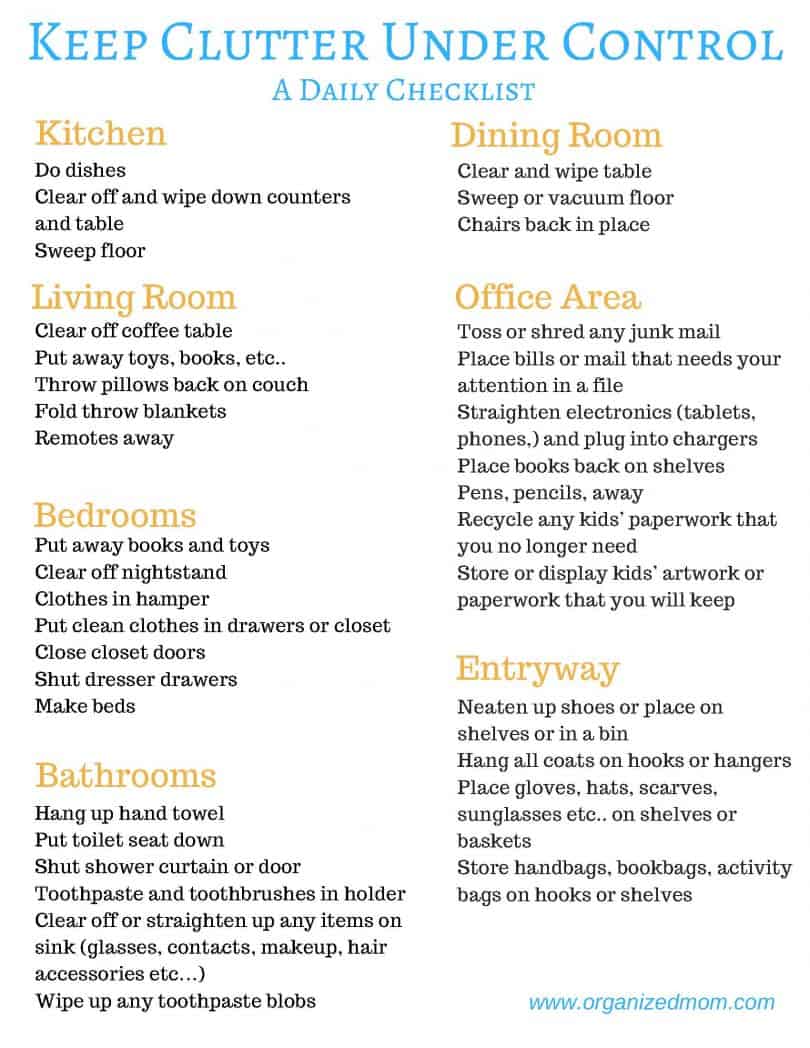 Keep Clutter Under Control: A Daily Schedule – The Organized Mom