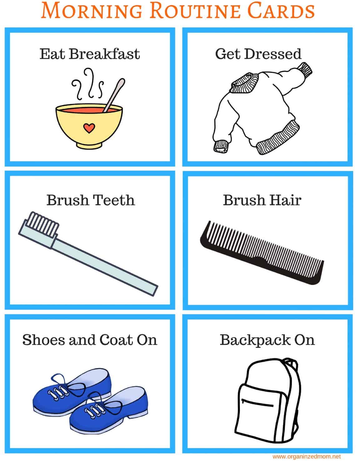 Morning Routine Cards for Young Kids – The Organized Mom