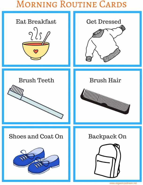 Morning Routine Cards for Young Kids – The Organized Mom