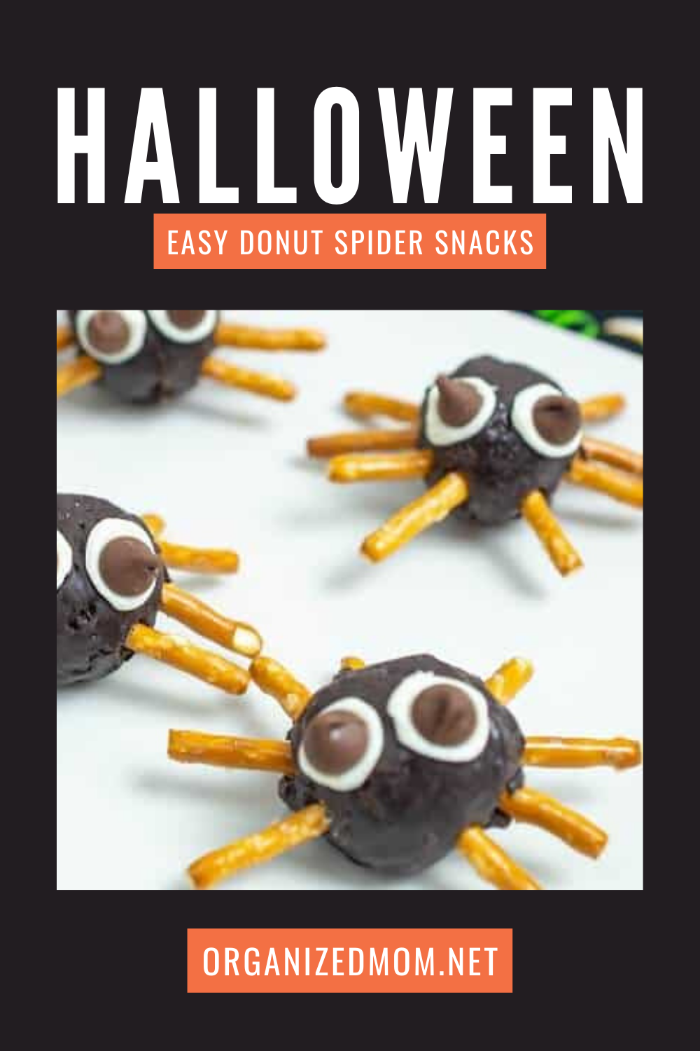 Easy Donut Spiders Halloween Snack for Parties – The Organized Mom