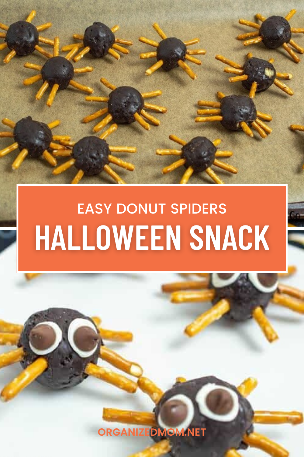 Easy Donut Spiders Halloween Snack for Parties – The Organized Mom