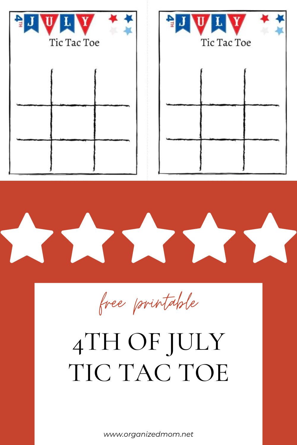 4th of July Tic Tac Toe Printable Game for Patriotic Celebrations – The ...