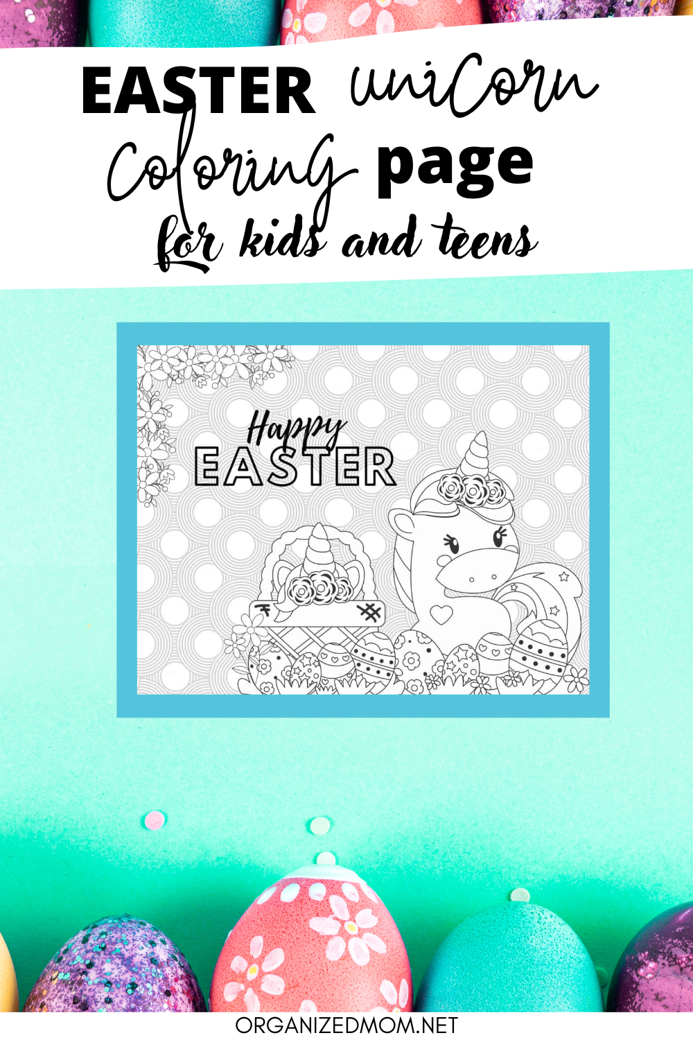 Easter Unicorn Coloring Page for Kids & Teens – The Organized Mom