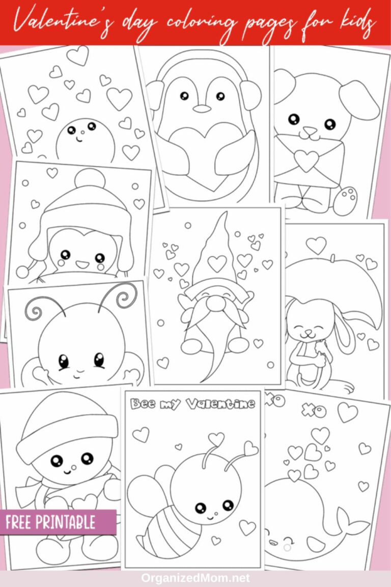 Cute Animal Coloring Pages for Valentine’s Day – The Organized Mom