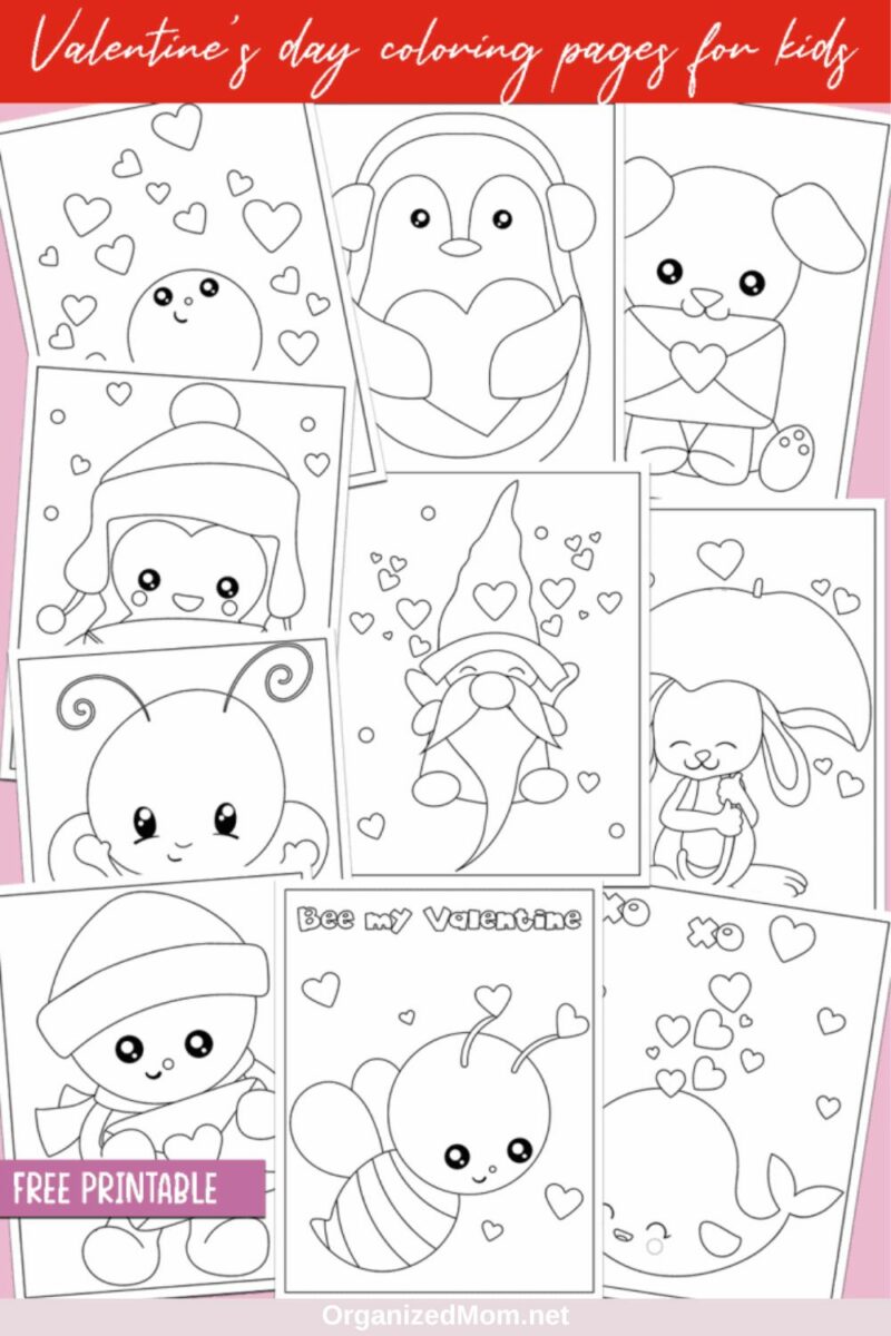 Cute Animal Coloring Pages for Valentine’s Day – The Organized Mom