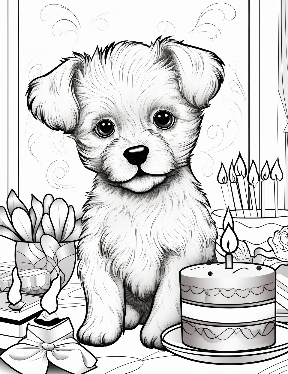 puppy birthday coloring pages